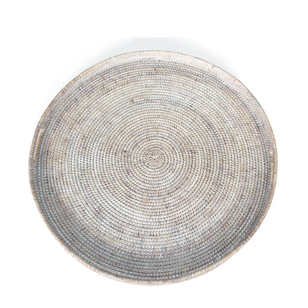 20" Round Tray with Handles, Whitewash – Hamma Galleries